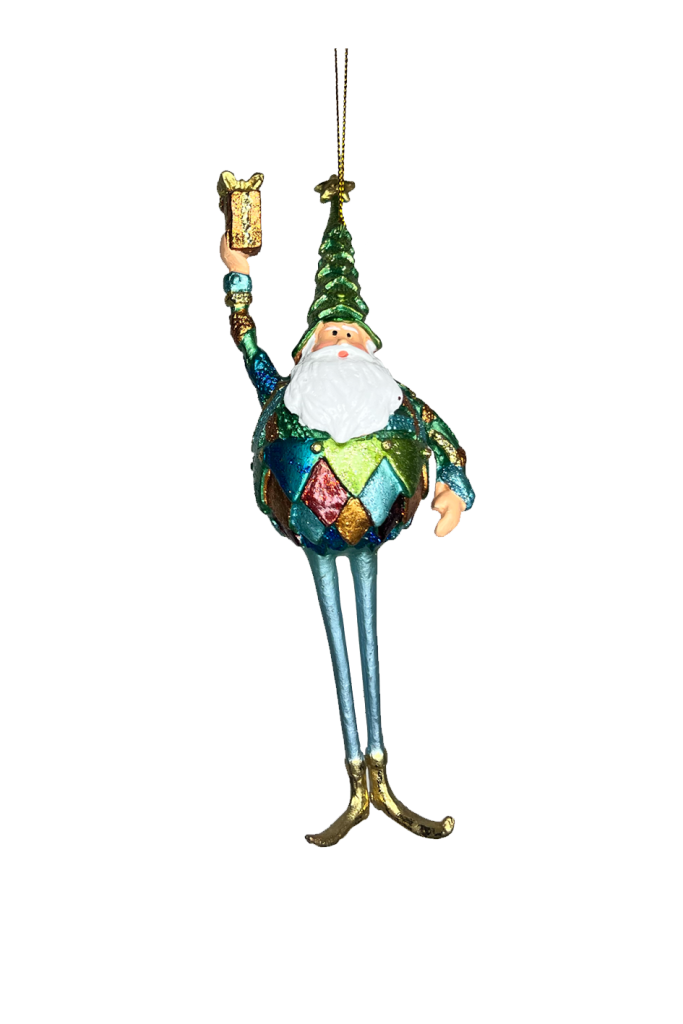 Santa with Long Legs - Holding Gift (Topiary) - Lamond Products